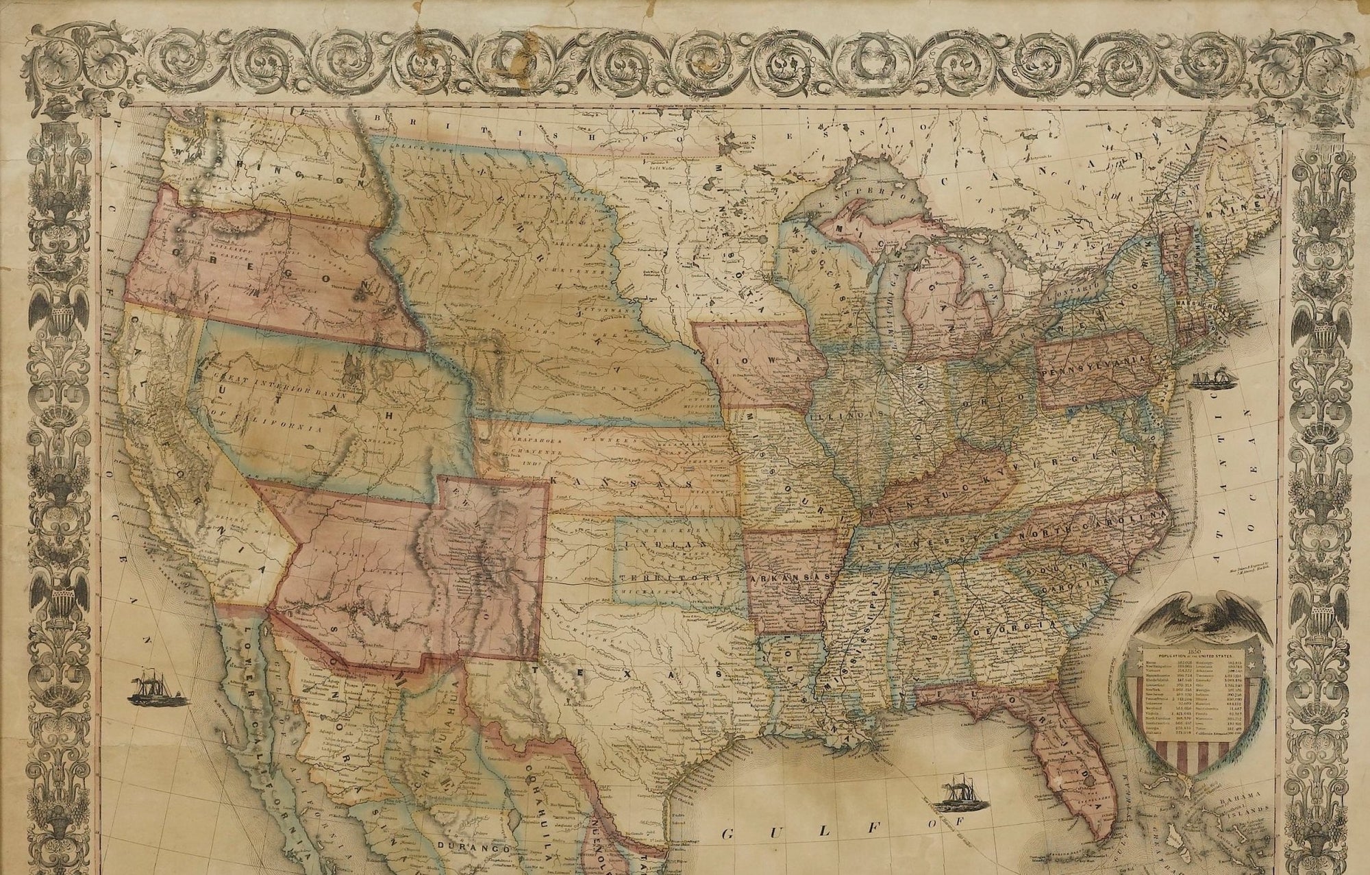 1856 "Map of the United States, with its Territories; also Mexico and