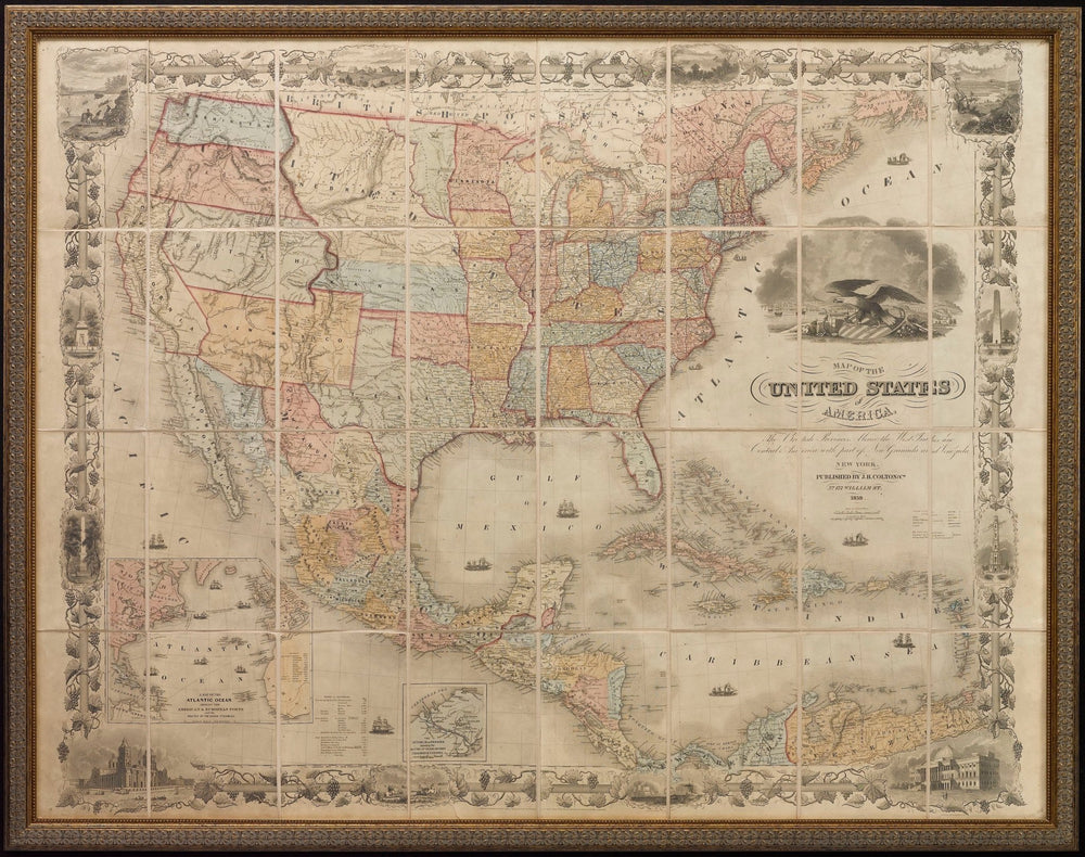 1859 "Map of the United States of America, the British Provinces, Mexi