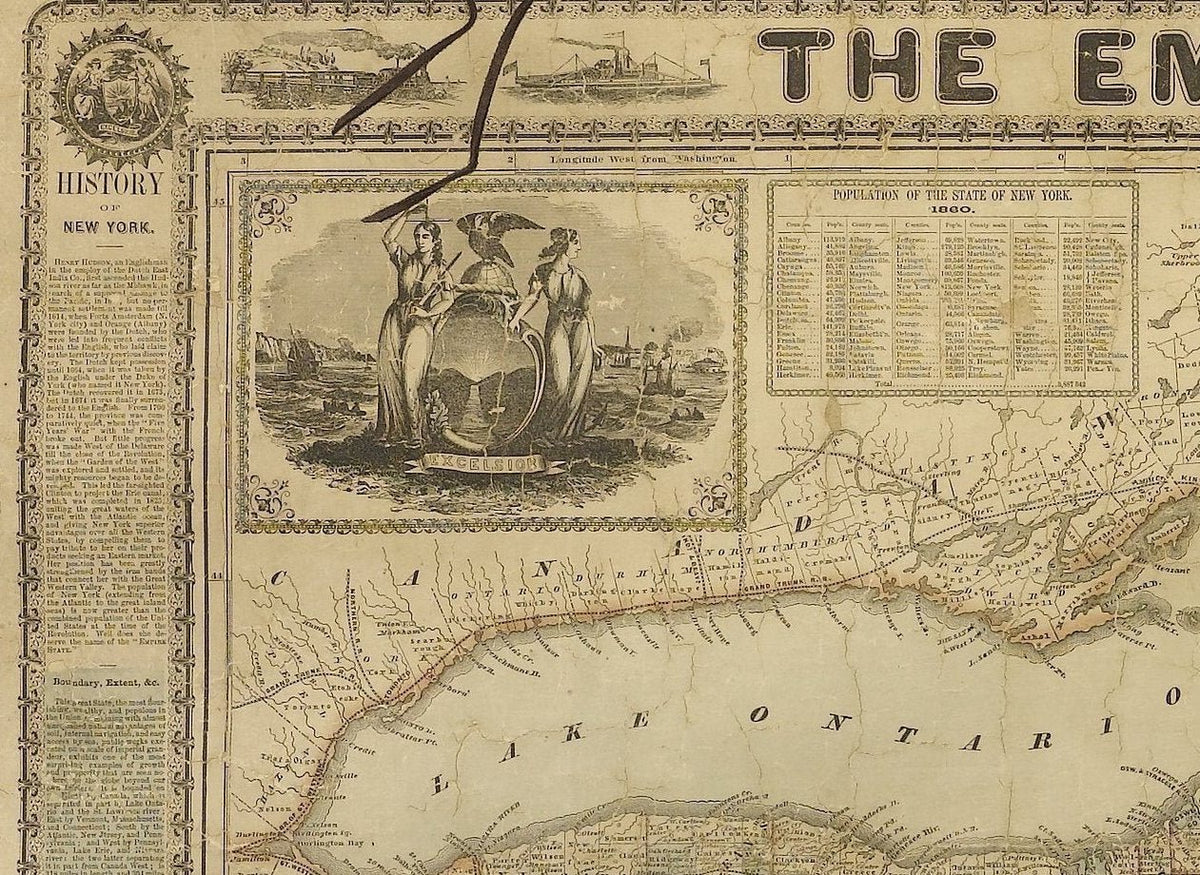 1861 "The Empire State" Wall Map by Ensign, Bridgman & Fanning