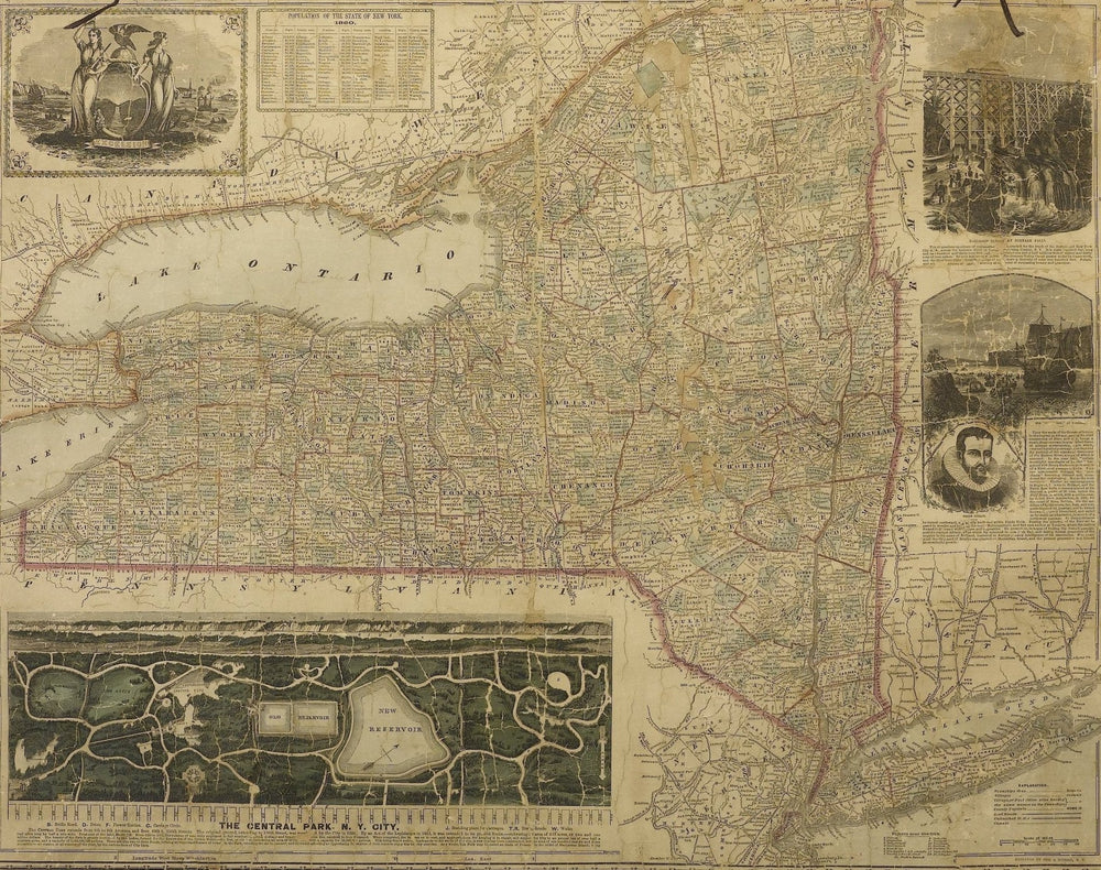 1861 "The Empire State" Wall Map by Ensign, Bridgman & Fanning