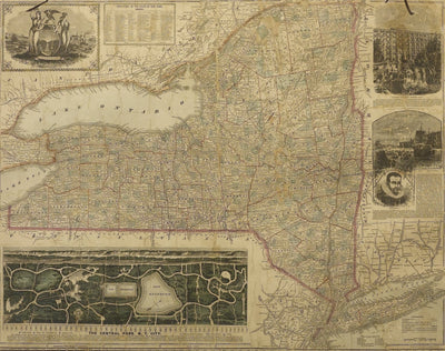 1861 "The Empire State" Wall Map by Ensign, Bridgman & Fanning