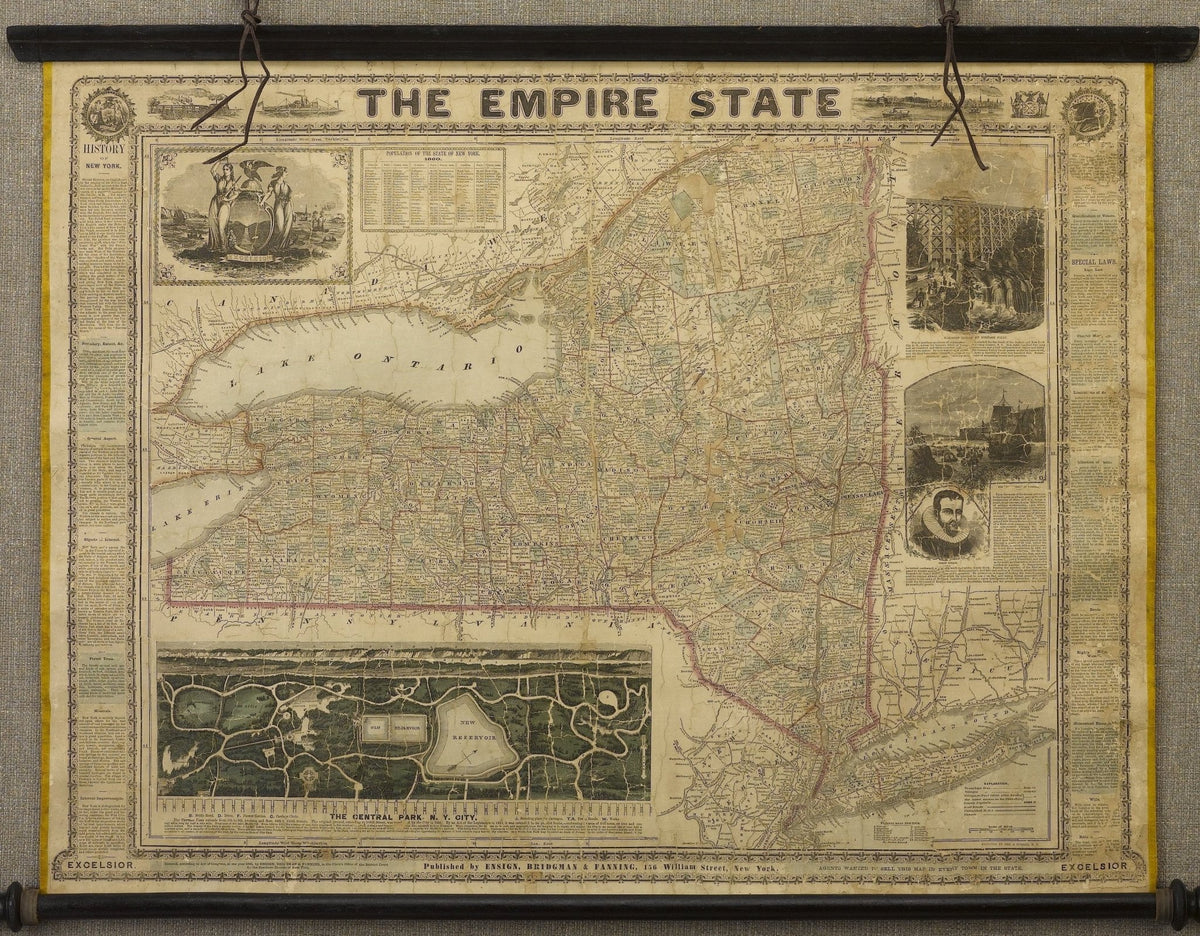 1861 "The Empire State" Wall Map by Ensign, Bridgman & Fanning