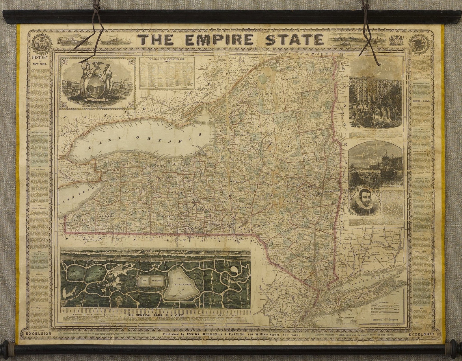 1861 "The Empire State" Wall Map by Ensign, Bridgman & Fanning