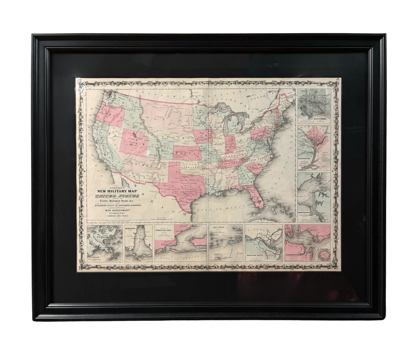 1862 "Johnson's New Military Map of the United States" by Johnson & Wa