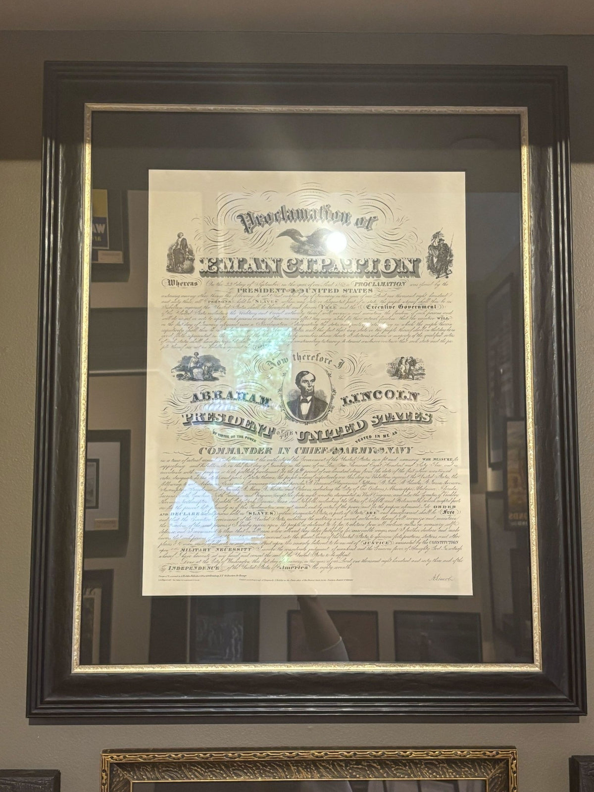 1864 Engraving of President Lincoln's "Proclamation of Emancipation" b