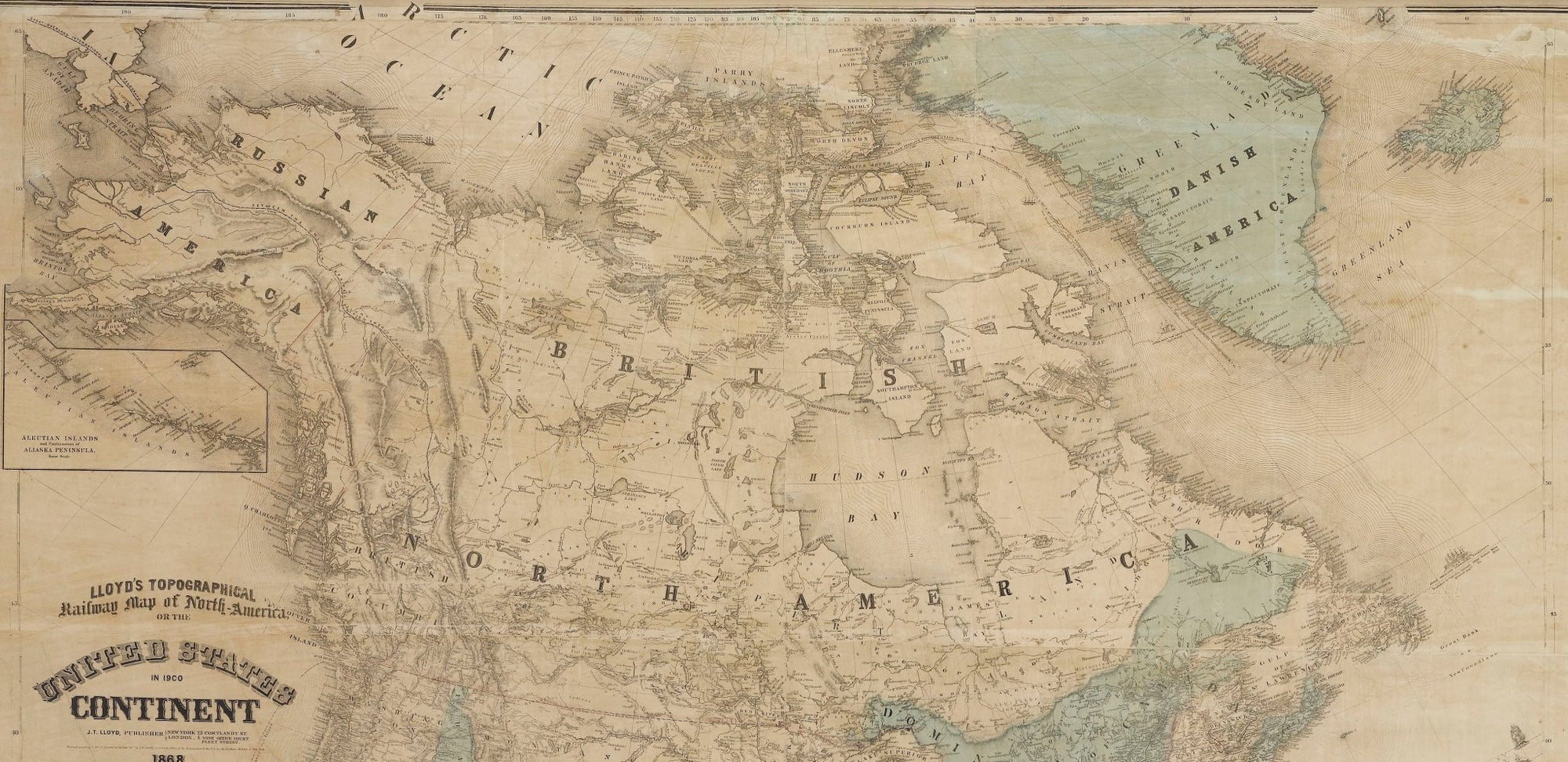 1868 "Lloyd's Topographical Railway Map of North America, or The Unite