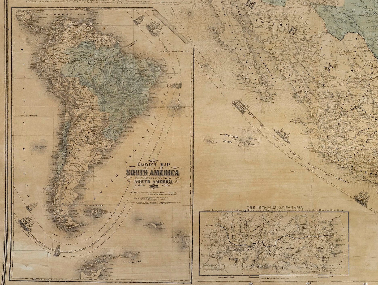 1868 "Lloyd's Topographical Railway Map of North America, or The Unite