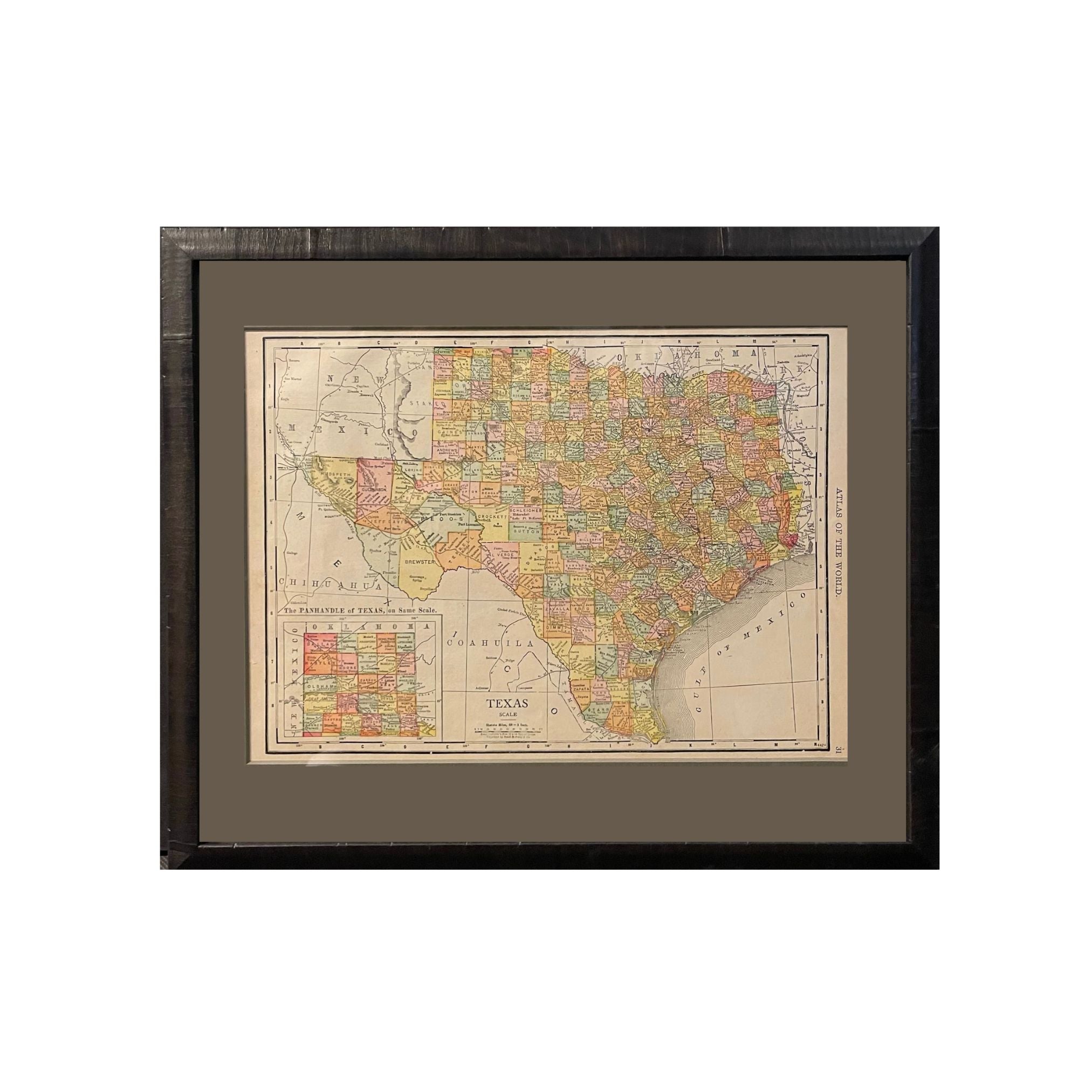 1912 "Texas" Map by Rand McNally & Co.