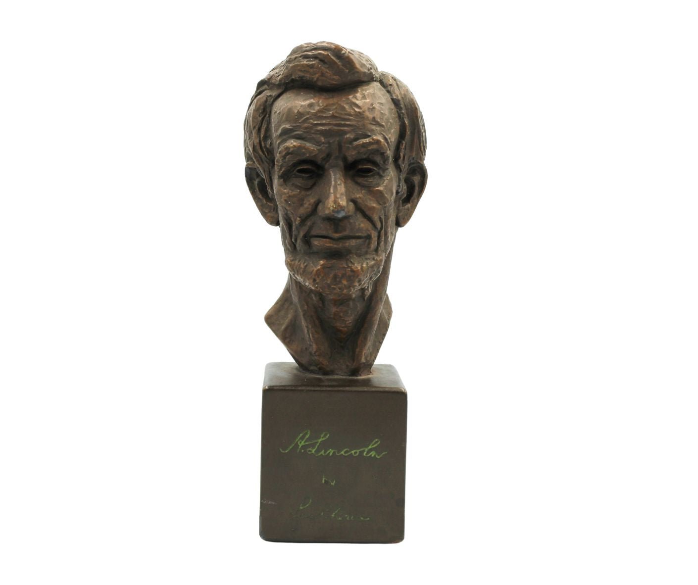 Abraham Lincoln Bust Sculpture, after Leo Cherne, Bronze Patinated Res