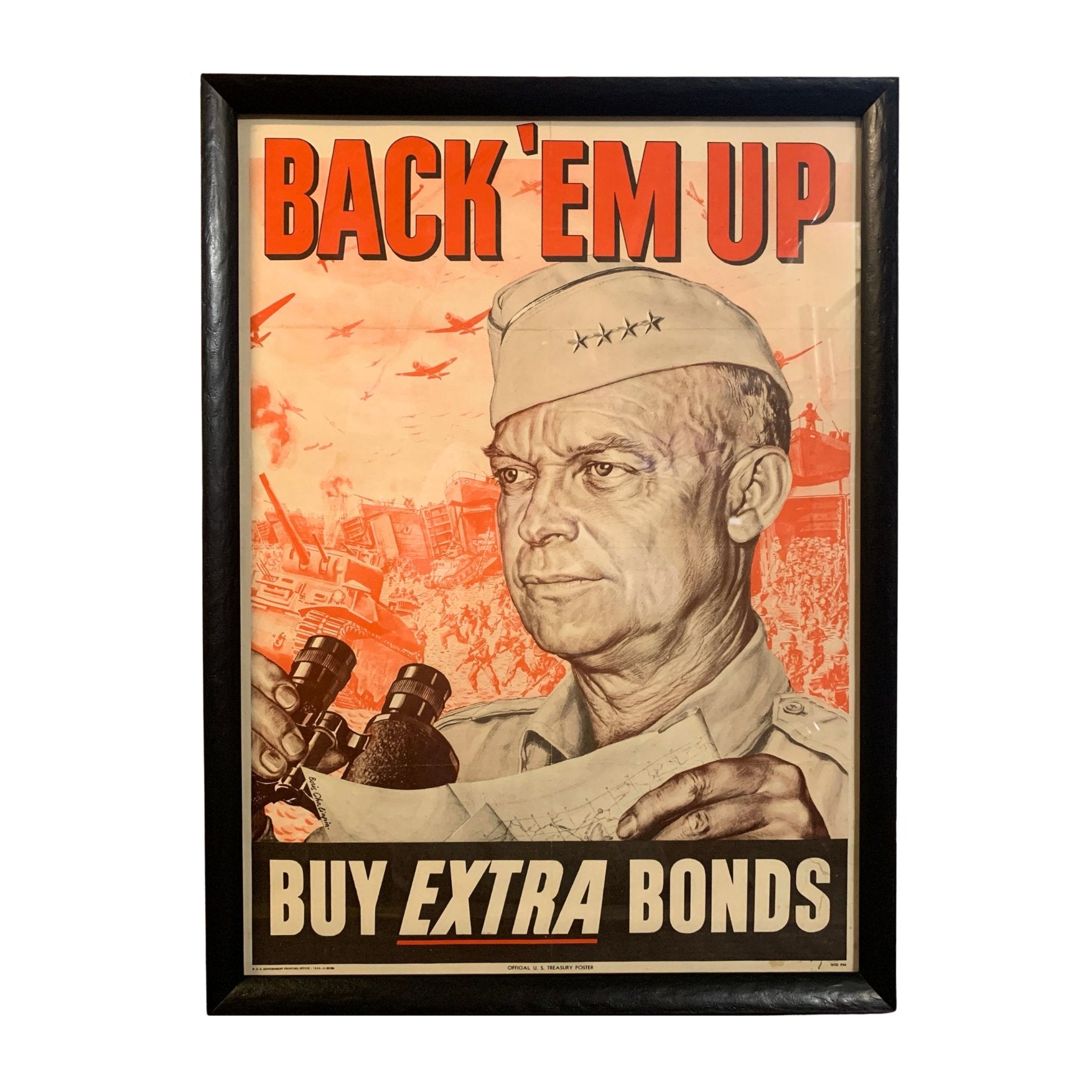 "Back 'Em Up. Buy Extra Bonds" Vintage WWII Poster by Boris Chaliapin,