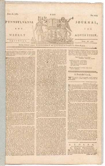 The Pennsylvania Journal and The Weekly Advertiser, with Coverage of t