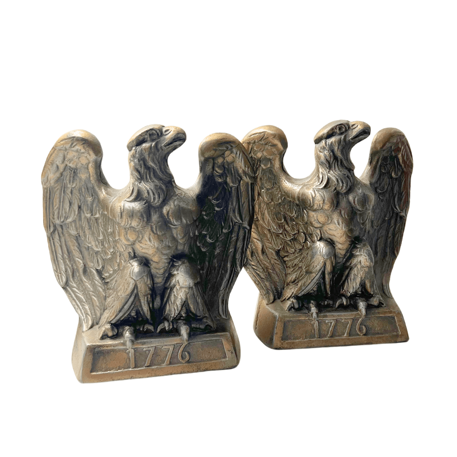 Vintage "1776" Brass American Eagle Bookends by Colonial Virginia