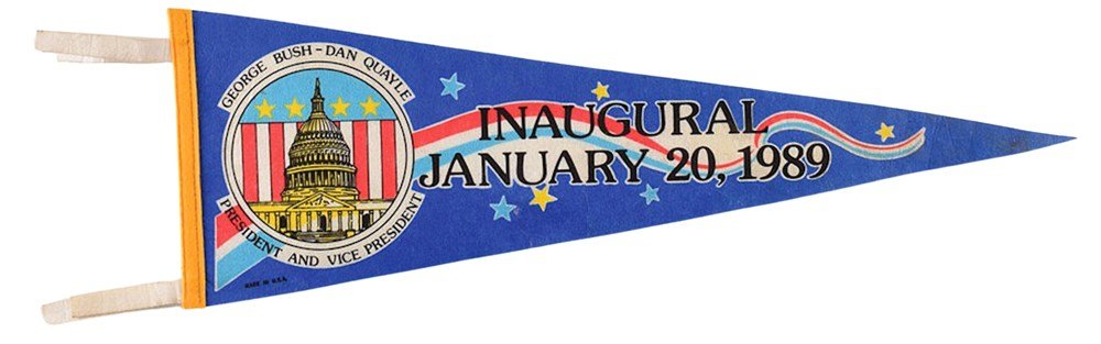 Vintage George Bush and Dan Quayle "Inaugural January 20, 1989" Pennan